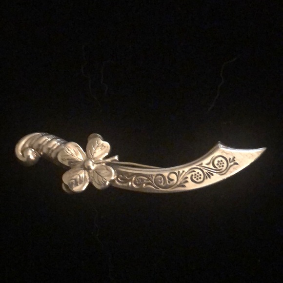 Vintage | Jewelry | Vintage Four Leaf Clover Sword Pin Lang | Poshmark